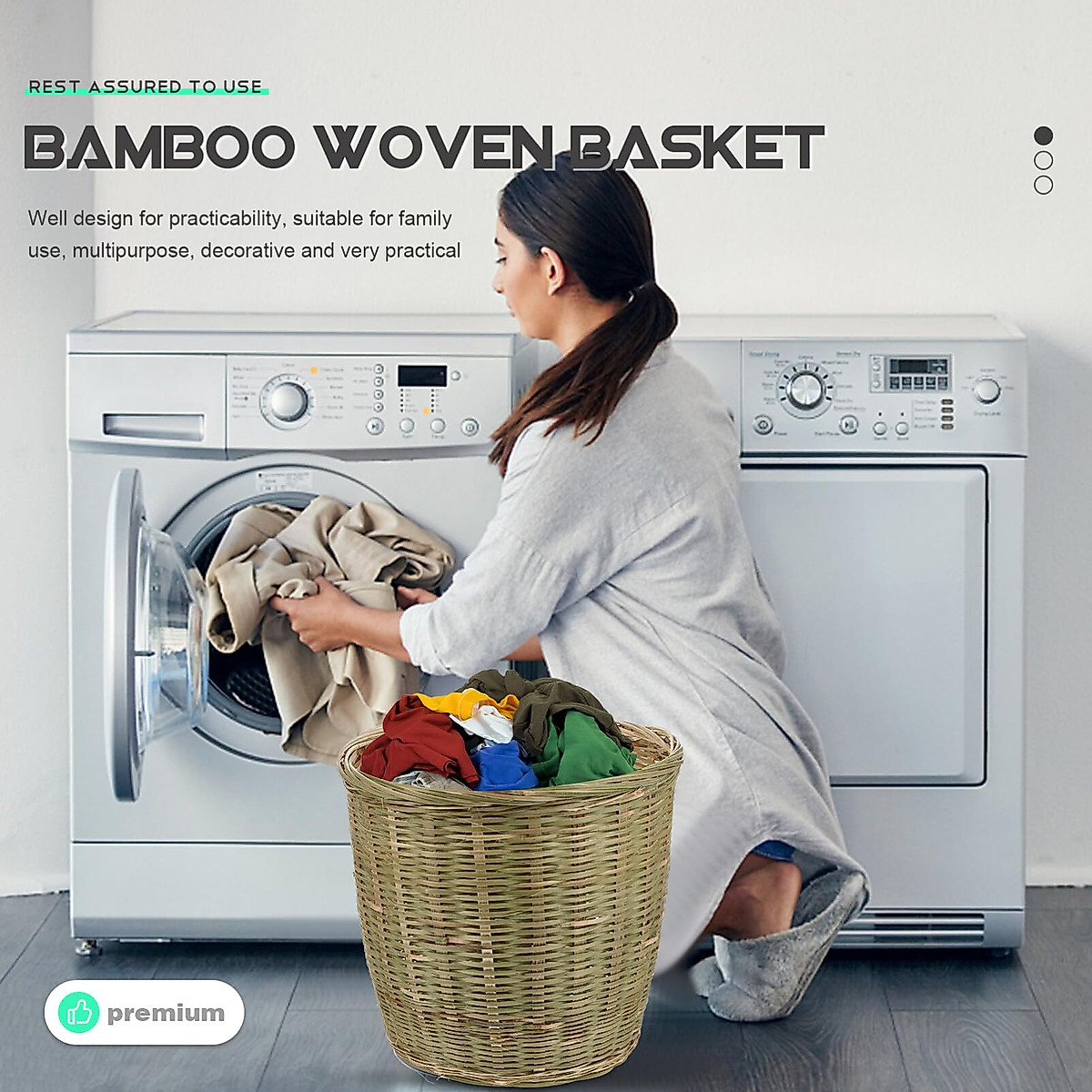 Luxshiny Wicker Waste Basket with Lid Bamboo Woven Trash Can Garbage Container Bins Flower Basket for Bathroom Kitchen Home Office