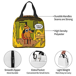 Wuozoi is fine dog funny Lunch Bag Lunch Box Meal Tote For Picnic Camping Work Travel One Size