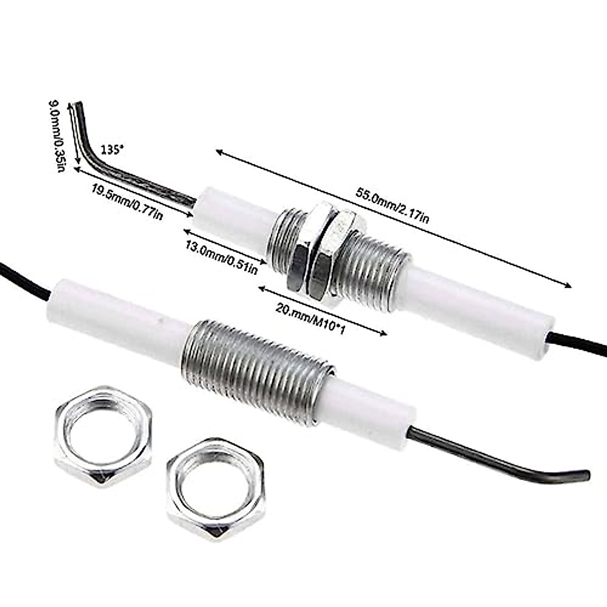 MENSI 11.8” Long Propane Push Button Piezo Igniter Kit Gas Grill/Range/Heater/Stove Spaker Generator Ignition Set 2Pcs/Lot