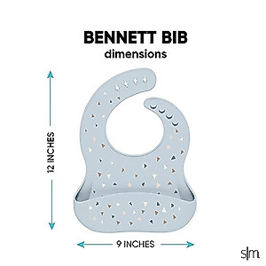 Simple Modern Silicone Bib for Babies, Toddlers | Lightweight and Durable Baby Bibs for Eating with Food Catcher Pocket | Soft Silicone with Adjustable Fit | Bennett Collection | Hearts on Pink