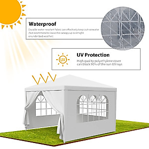 HomGarden 10'x10' Outdoor Canopy Tent Patio Camping Gazebo Storage Shelter Pavilion Cater Party Wedding BBQ Events Tent w/Removable Sidewalls