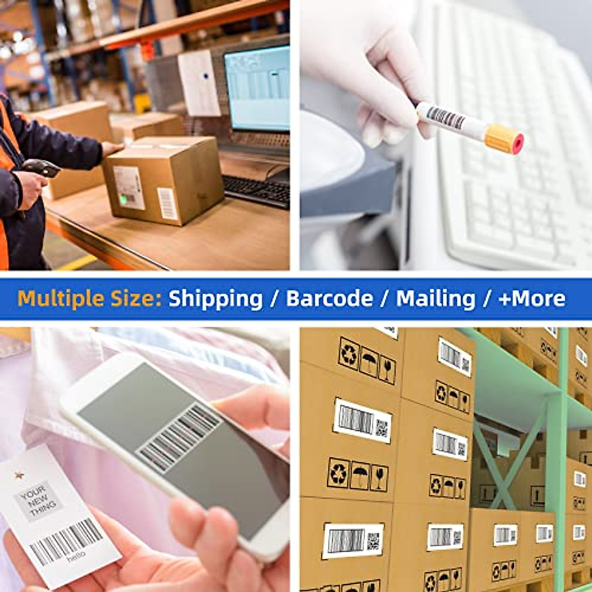 AKOGIRSE 3"x1" Multipurpose Barcode/FNSKU/UPC/FBA Direct Thermal Label, 12 Rolls/15600 Labels, Perforated, Strong Adhesive Shipping Label Compatible with Rollo & Zebra Desktop Printer, BPA&BPS Free