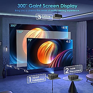 [2023 Updated] Projector with 5G WiFi and Bluetooth, GINCSRI 16000L Native 1080P Full HD Outdoor Portable Movie Projector 4k Support, 4D Keystone Infinite Zoom, Compatible with TV Stick/Phone/PC/PS5