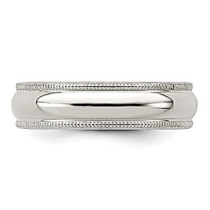 IceCarats 925 Sterling Silver 5mm Half Round Milgrain Plain Classic Wedding Band Ring Size 9.00