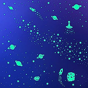 260 PCS Glow in The Dark Stars, Glowing Stars for Ceiling, Star Wall Decals Solar System Space Galaxy Planets Wall Stickers for Kids, Girls Boys Room Decorations for Bedroom