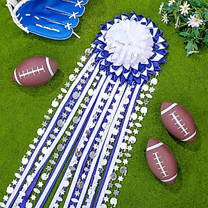 TecUnite 6 Pcs 9.84 ft Football Themed Garland Homecoming Mum Supplies Football Theme Beads String Plastic Football Garland Silver Football Beads Party for Homecoming Chrysanthemum Party Decorations