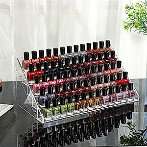 Cq acrylic Nail Polish Holder Organizer 5 layers 72 Bottles Clear Acrylic Nail Polish Tray Fingernail Polish Display Case Essential Oils Holder Sunglasses Eyewear Organizer Storage