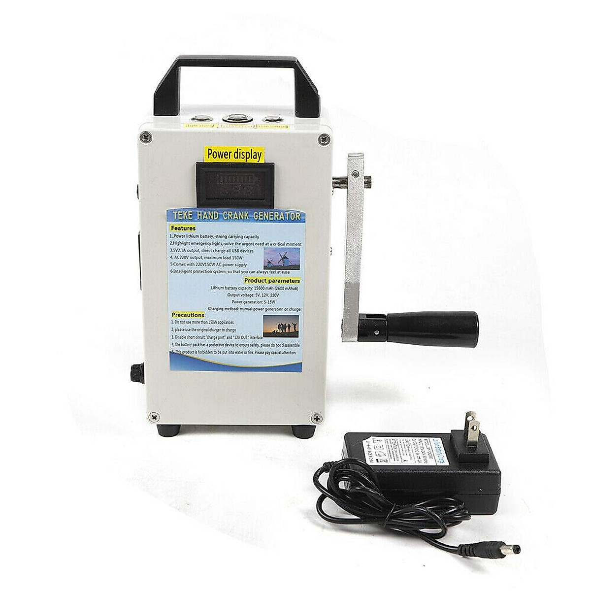 DENESTUS Portable Hand Manual Crank Emergency Power Generator USB Charger SOS Camping Household Power Supply Emergency Charger 110V