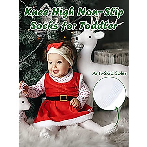 Century Star Baby Girl Socks Boy Knee High Socks Toddler Non-Slip Tube Sock School Soccer Striped Stockings for Infant 1 White 1-3 Years