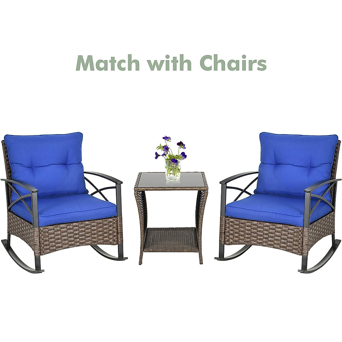 kinbor Outdoor Side Table - Porch Tables Small, Wicker End Tables, Patio Side Table for Backyard Pool Indoor Outdoor, Easy Maintenance & Weather Resistant