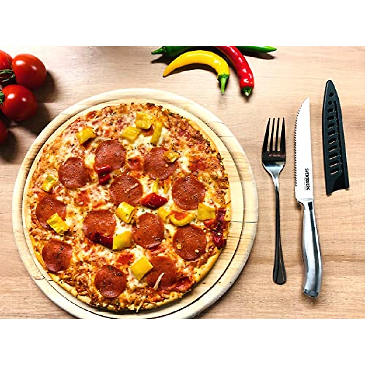 Svensbjerg Steak Knife Set, Serrated Steak Knives, Dinner Knives, Knife Set with Covers, Stainless Steel | SB-SK101