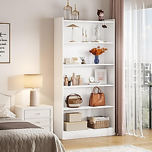 Tribesigns 6-Tier Tall Bookcase, 71 Inches Bookshelves and Bookcases, Floor Standing 5 Shelf Library Bookcase for Home Office, Living Room, Bedroom