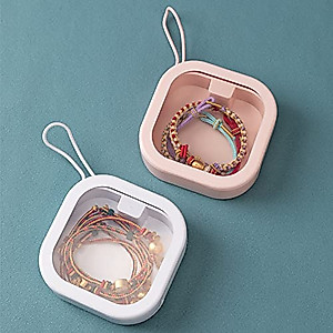 Obsoorth Portable Hair Tie Organizer Hanging Stackable Mini Travel Qtip Organizer Box Case with Clear Lid for Organizing Bandaid Bobby Pin Cotton Swabs Small Items, White