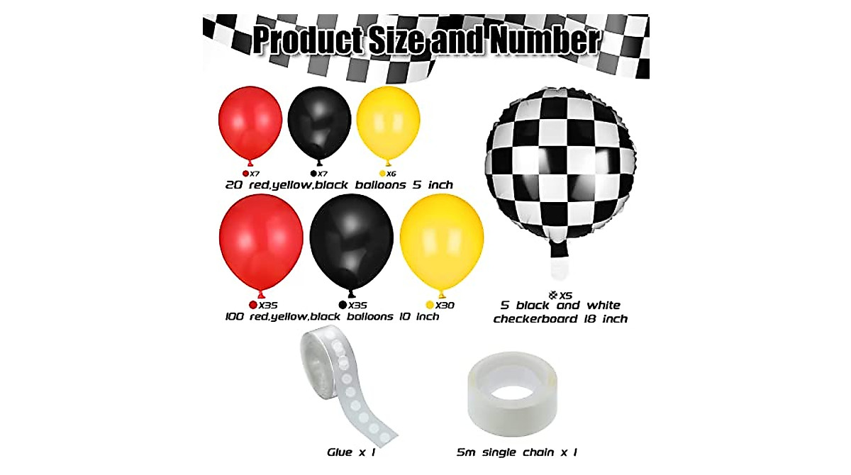 Race Car Birthday Party Balloons - 127 Pieces of Fun