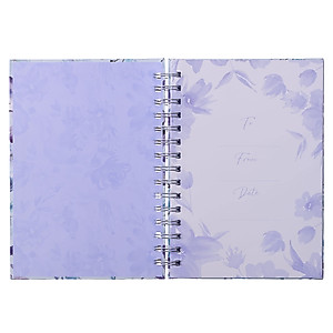 Inspirational Spiral Journal Notebook for Women It is Well With My Soul Blue/Purple Posies Floral Wire Bound w/192 Ruled Pages, Large Hardcover, With Love