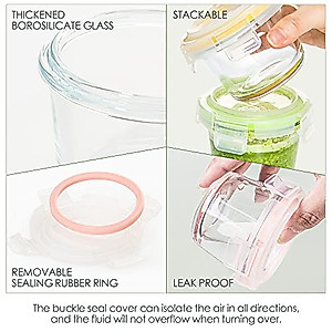 YARYOUNG 24 Pack 4oz MINI Glass Food Storage Containers, Small Glass Containers with Airtight Locking Lids, Glass Food Jars for Condiments, Canning, Snacks, Jams, Food, Dishwasher Safe, Round