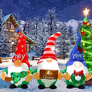 7 ft Long Merry Christmas Inflatables Lighted Novelty Gnome Inflatable Christmas Outdoor Decorations Christmas Blow up Yard Decorations Built in LED Light for Xmas Winter Holiday Party