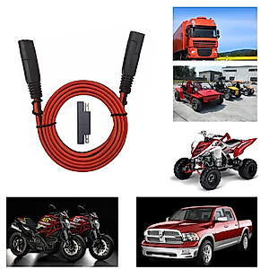 AEISVIK SAE to SAE Connector Extension Cable - 4ft 12V-24V Battery Charging Cord with Dust Cap 2 Pin Quick Connect Disconnect Plug DC Connection for Camp Trailer Solar Panels