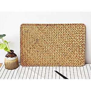 4 Pack Rectangular Woven Placemats, Natural Seagrass Place Mats, 17" x 12", Rattan Wicker Table Mats for Dining Table