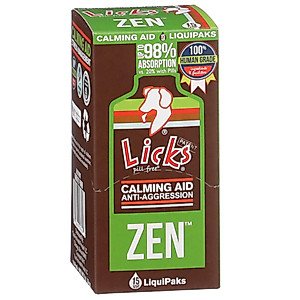 Licks Pill-Free Zen Dog Calming - Calming Aid Supplements for Aggressive Behavior and Nervousness - Calming Dog Treats for Stress Relief & Dog Health - Gel Packets - Roasted Chicken Flavor, 15 Use