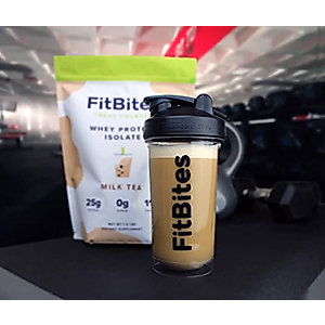 FitBites 100% Whey Isolate Protein Powder (Milk Tea), 5.9g BCAAs, Gluten Free, Zero Sugar