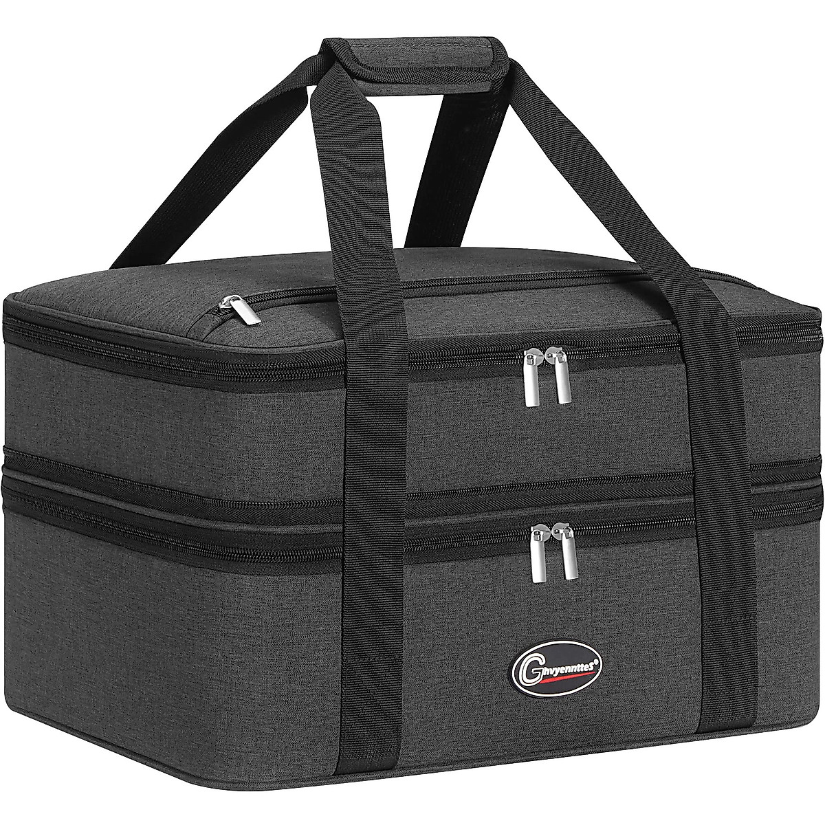 GhvyenntteS Casserole Carrier, Double Insulated Casserole Carrier for Hot or Cold Food, Expandable Insulated Food Carrier for Parties, Picnic, Travel, Fits 9"x13" Baking Dish, Grey