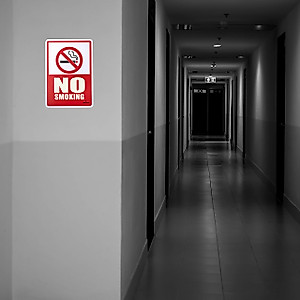 No Smoking Sign, Self-Adhesive, Glow-In-The-Dark (Pack of 4) 10 X 7 Inches, Long-Lasting Waterproof, For Indoor/Outdoor Home or Business by natraco Red