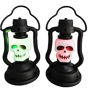 The Electric Mammoth LED Halloween Candles – Set of 4 – Light Up Flashing Pumpkin Skull Lantern Decoration – Fun Decor for Work, School, Office or Home