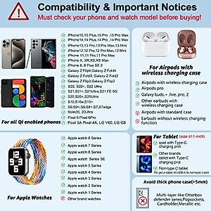 Wireless Charging Station, Wired Charger for iPad, 4 in 1 Charging Stand Multiple Devices for Apple - iPhone 15 14 Pro Max 13 12 11 - Watch 8 7 6 5 4 3 2 Se - Airpods 3 2 Pro