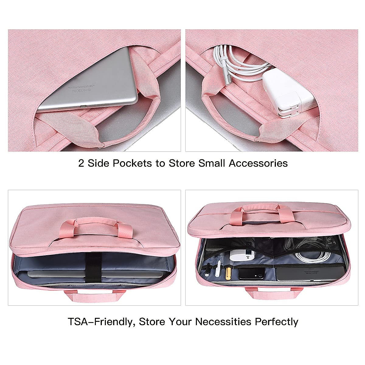 15.6 Inch Laptop Sleeve TSA Case for Women Ladies Bag for Macbook Pro 16" M4 M3 M2 M1, Lenovo Ideapad 15.6", HP Envy/Victus 15.6, Dell Inspiron 15, Acer Aspire/Nitro 15, ASUS MSI Macbook 15 Case, Pink
