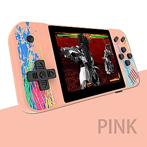 Handheld Game Console, Retro Game Console Built-in 800+ Classic Games, 3.5-inch Portable Game Console, AV Output Video Game Console Screen HD Screen Hand Held Games Gifts for Kids and Adults (Pink)