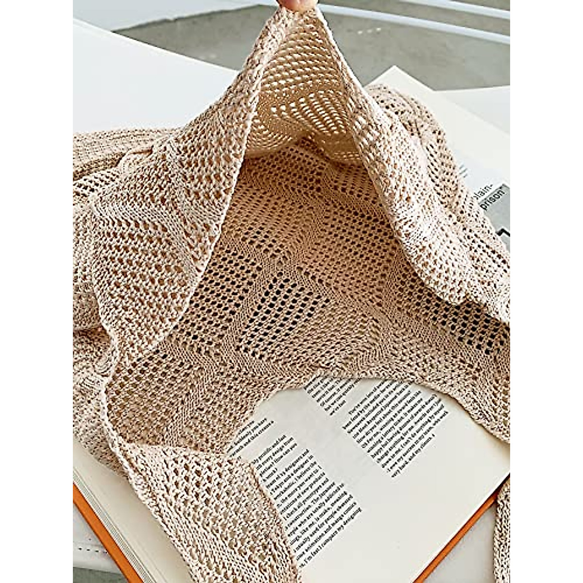 Verdusa Women's Knit Tote Bag Shoulder Handbags Summer Shopping Bags Beige one-size