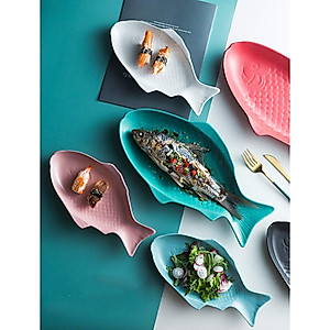 Cabilock 1pc Fish Platter Food Tray Pasta Ceramic Appetizer Plates Ceramic Plates Mini Cake Pans Ceramic Serving Dishes Ceramic Fish Plate Snack Storage Trays Fish Pan Oval Decorative Plate