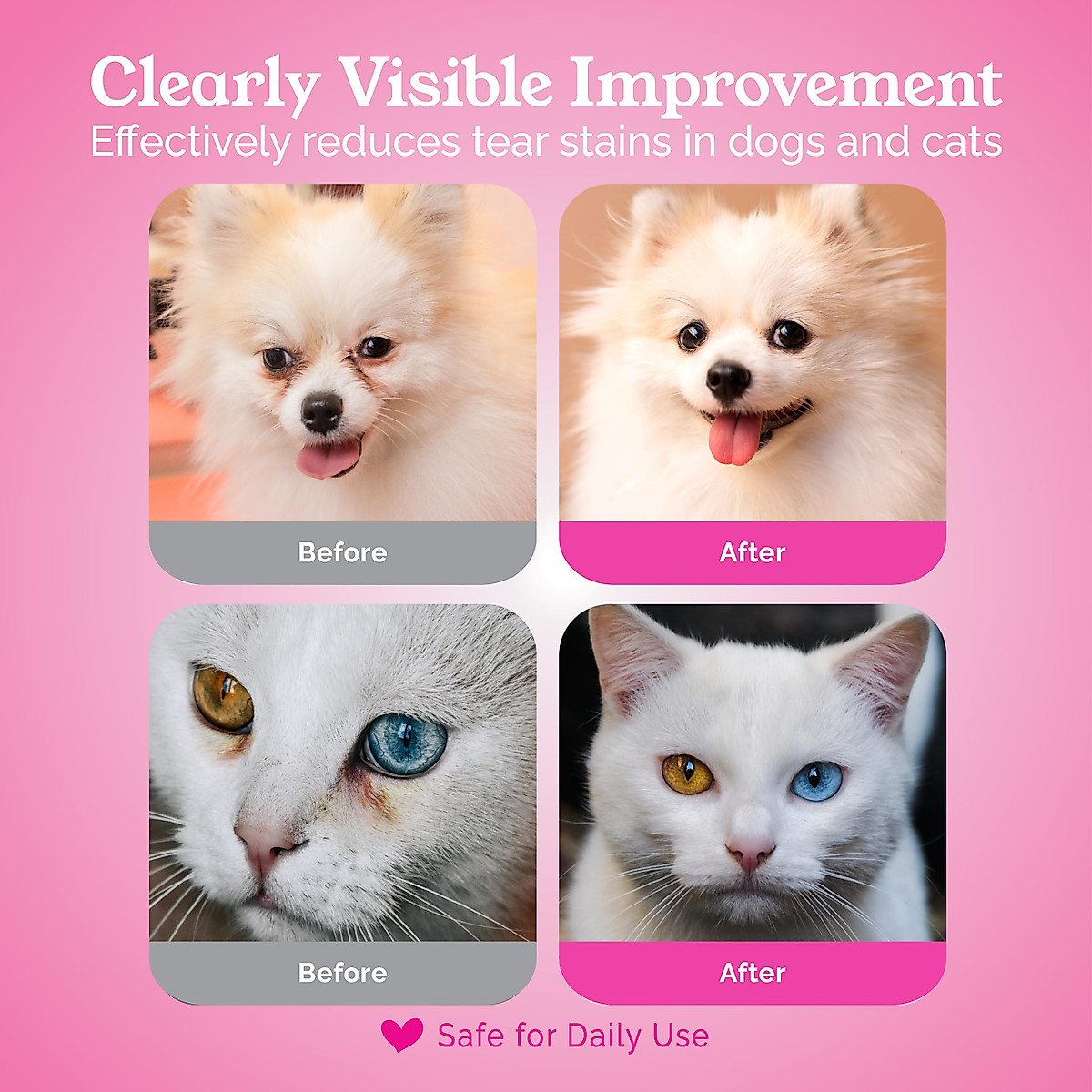 Biidey Dog Eye Wipes, Tear Stain Remover for Dogs and Cats, Gentle Cleansing for Puppy Eyes, Removing Discharge Pet Face and Ears, Essential Grooming Supplies, Paw Cleaner Wipes (60 pcs)