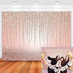 Mocsicka Rose Gold Backdrop Glitter Rose Gold Sweet Sixteen Birthday Party Background 7x5ft Rose Gold Birthday Baby Shower Photography Background