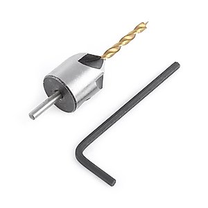 Counter Sinker Drill Bit Set, Steel Counter Sink Drill Bit Carpentry Wood Working Boring Tool Round Shank with Hex Key (Single 3mm+ Small Wrench)