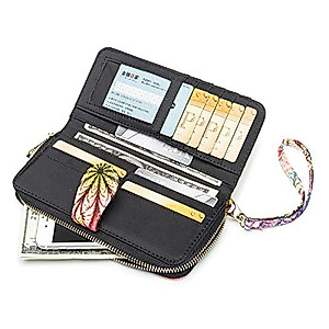 LOVESHE Women wallet RFID Blocking Purse Credit Card Clutch Zip Around Phone Clutch Large Travel Purse Wristlet Bohemian （YZ）