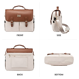 LOVEVOOK Laptop Bag for Women, 15.6 inch Large Capacity Computer Briefcase Case, Crossbody Messenger Bag, Office Business Work Bags Purse for Travel Gifts, Brown-beige