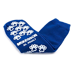 McKesson Terries Slipper Socks, Non-Slip Grip Socks, Teal, Adult Shoe 5 to 7, 1 Pair