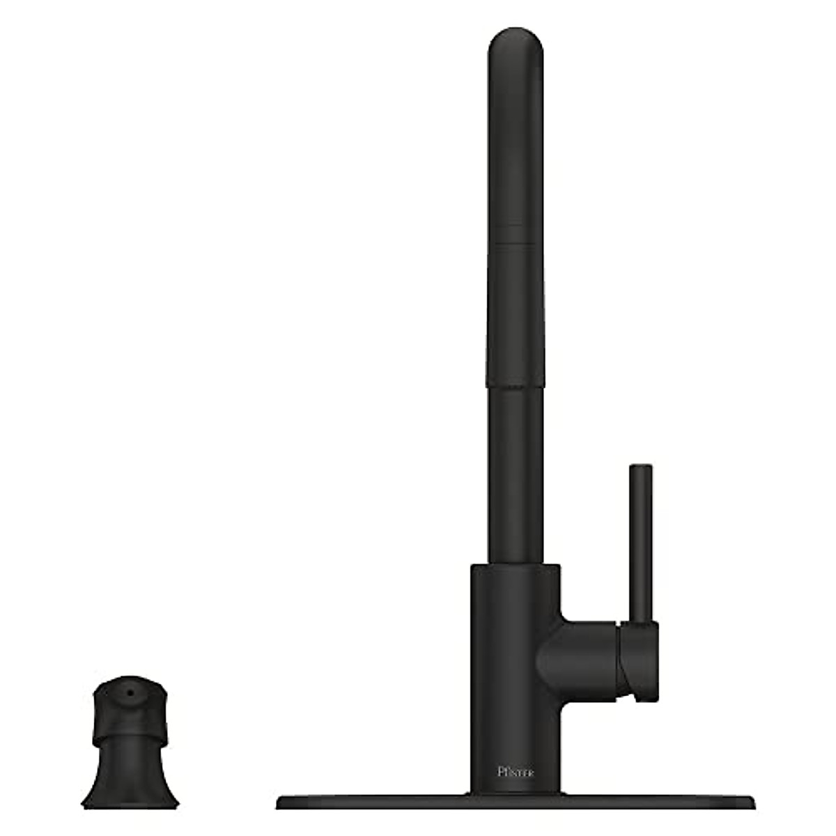 Pfister Zanna Kitchen Faucet with Pull Down Sprayer and Soap Dispenser, Single Handle, High Arc, Matte Black Finish, F5297ZNRB