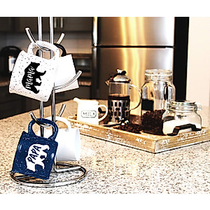 Mama Bear Mug & Papa Bear Mug - 13oz Ceramic Campfire Coffee Mug Set - Pregnancy Announcement New Parents Couples Gifts - Gift Ideas For Expecting Parents (White/Black)