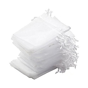 KUPOO Pack of 50PCS 8x12 Inch Organza Drawstring Gift Bag Pouch Wrap for Party/Game/Wedding (White)