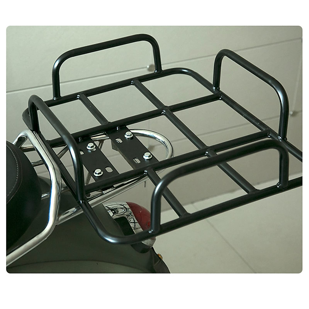 Food Delivery Box Rack Rear Grille,Electric Bicycle Delivery Box Rack Rear Grille 80kg Loading Seamless Steel Tube Universal for Motorcycle(Guardrail (inner diameter 45/35))