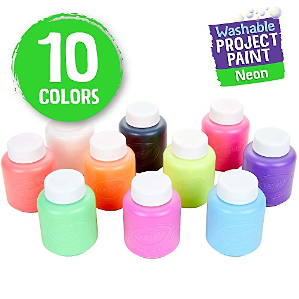 Crayola Washable Kids Project Paint - Neon (2oz), Arts & Crafts Supplies For Kids, Preschool & Kindergarten, Gifts, Ages 3+