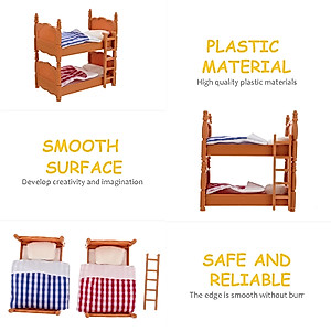 Veemoon Doll House Furniture Dollhouse Decoration Accessories Dollhouse Mini Double beds Dollhouse Miniature Furniture Miniatures Bunk Bed