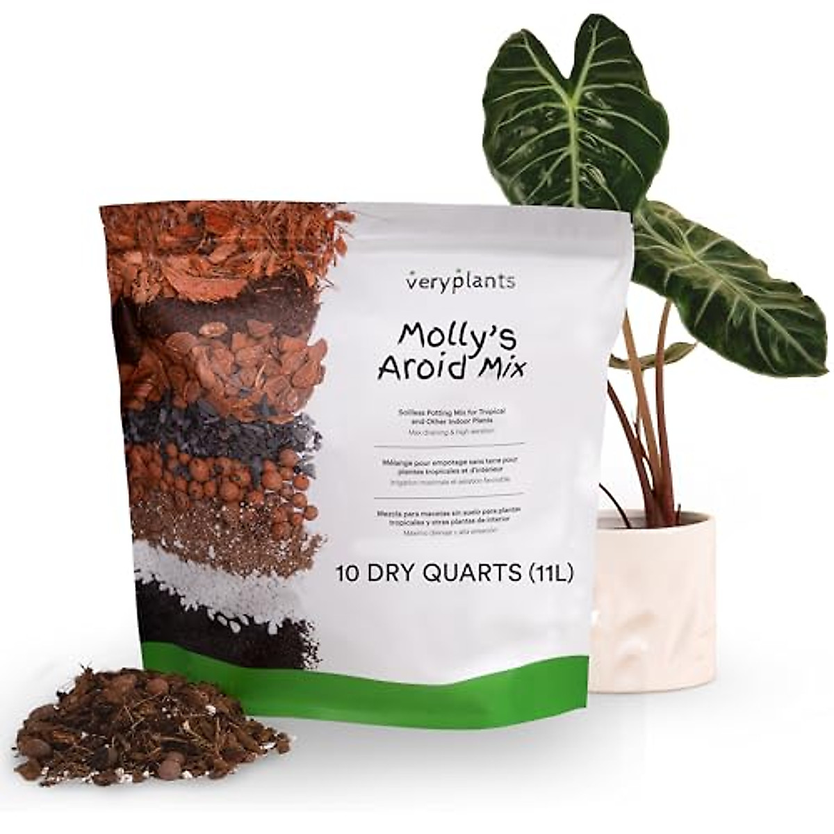 Molly's Aroid Mix - Premium Soilless Chunky Potting Mix for Tropical and Indoor Plants - Contains Orchiata Bark, Coco Chips, Worm Castings, Horticultural Charcoal, Mycorrhizae 10 Dry Quarts (11L)