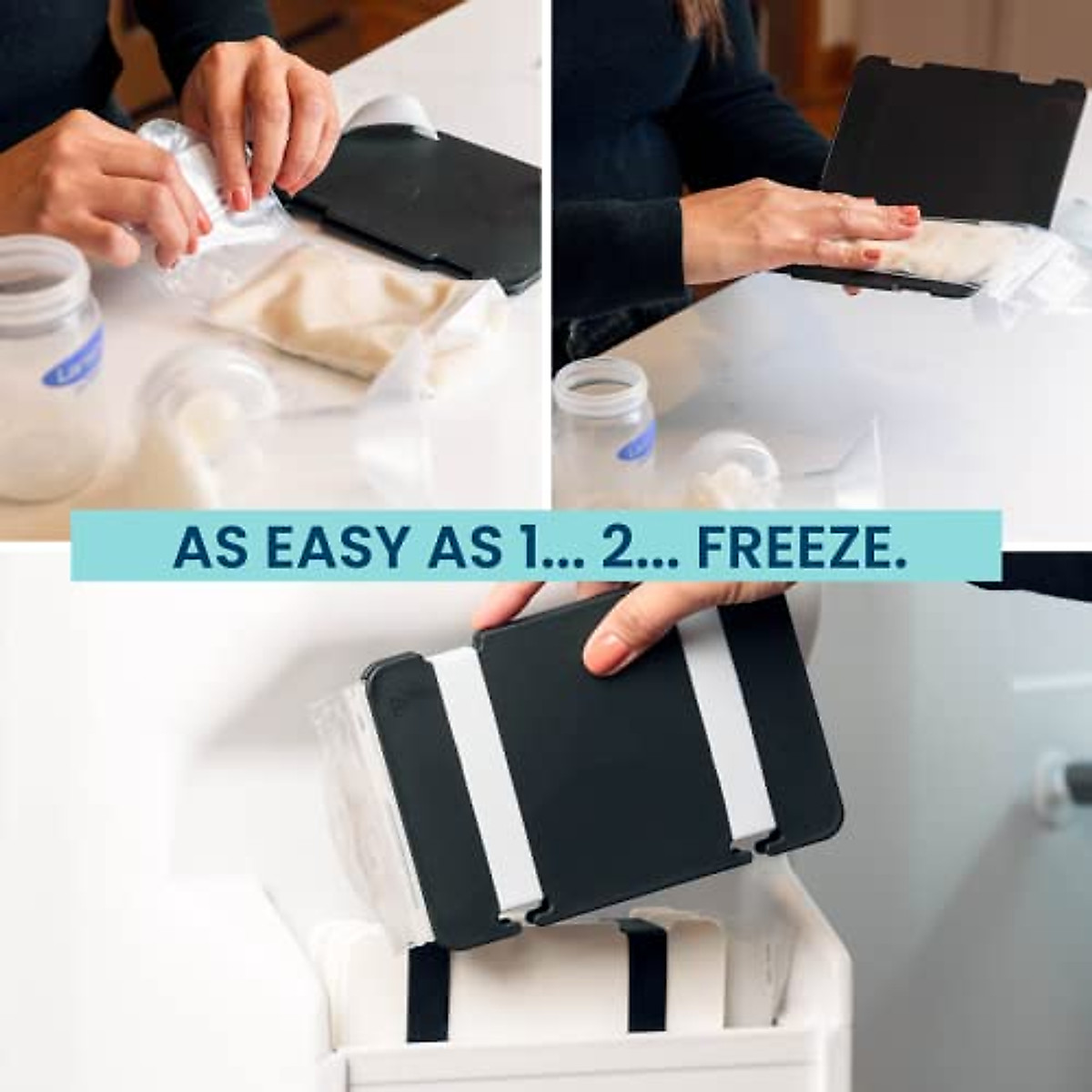 Freeze It Flat: Organizer for Freezer Storage of Breast Milk Bags. Use Compression to Reduce Leaks and Double Storage Capacity. (White Single by MAMMaway)