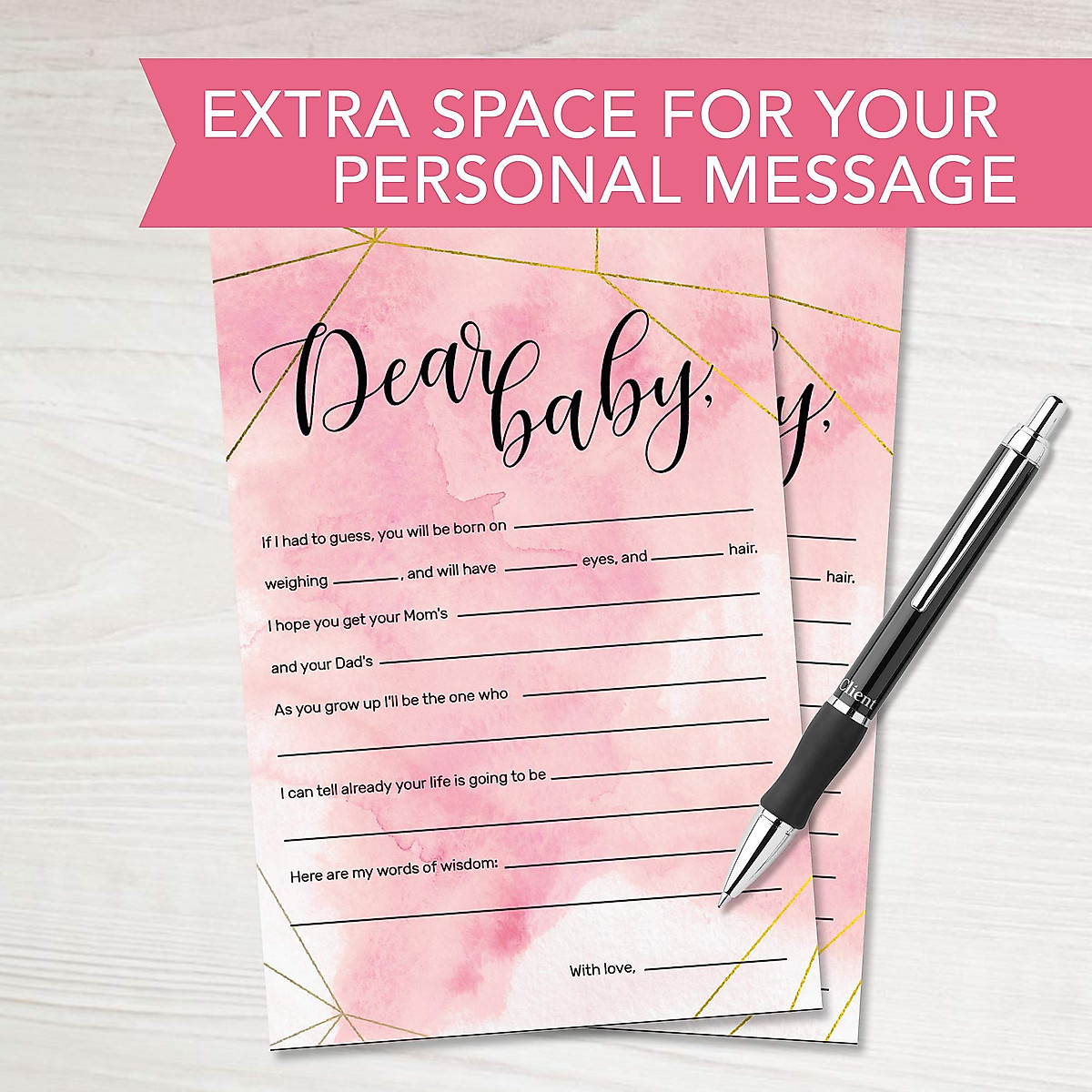 30 Pack Baby Shower Advice Cards. Watercolor Baby Shower Games. Baby Prediction and Advice Cards for Girl Baby Shower.