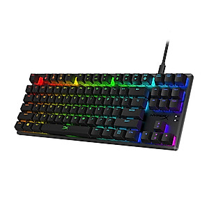 HyperX Alloy Origins Core Mechanical Gaming Keyboard Tenkeyless Aqua Switch Tactile RGB NGENUITY Backlit Keys Anti-Ghosting for PC, PS5, PS4, Xbox Series X|S, Xbox One, Computer Setup, Black (Renewed)