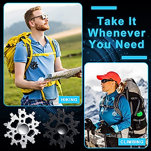 23 in 1 Snowflake Multi Tool Snowflake Stainless Steel Keychain with Storage Bag Multitool Portable Snowflake Tool Gadgets Christmas Snowflake Gifts for Men Dad Husband Boyfriend (Classic)